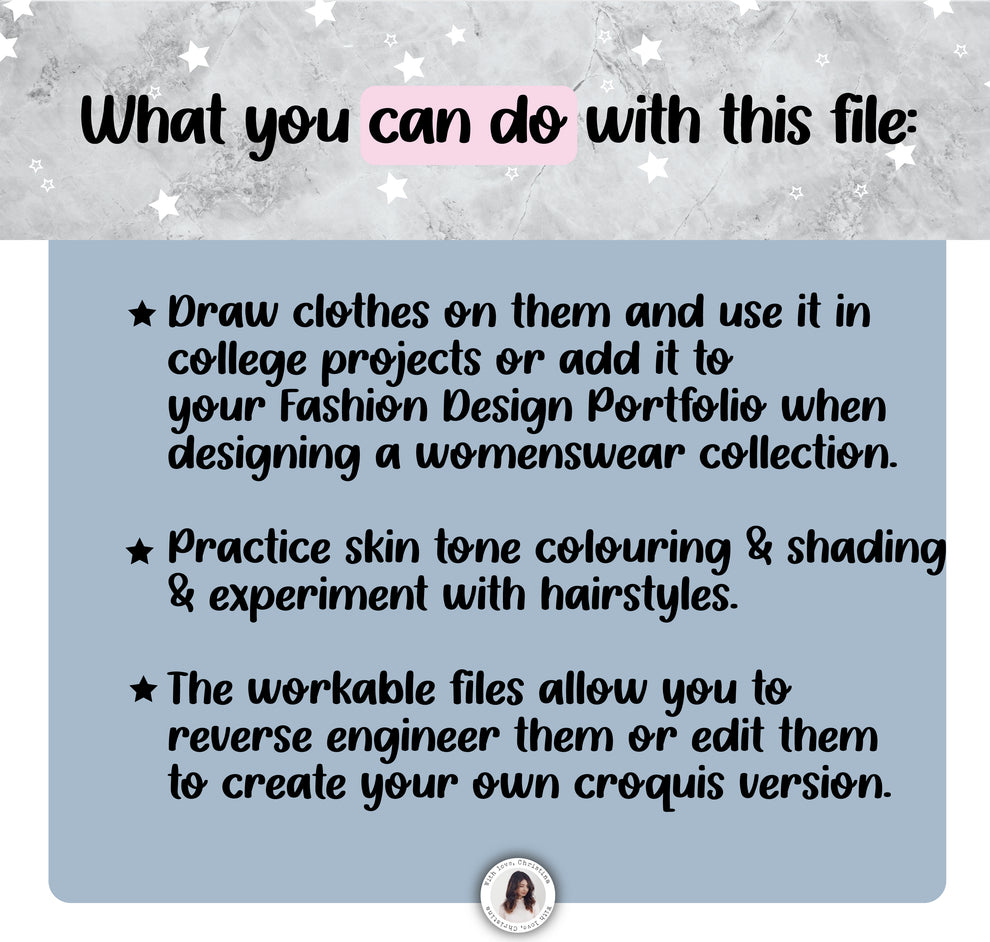 8 fashion croqui pose templates (10-head figures) (Ai., Png, Jpeg, Pdf ...