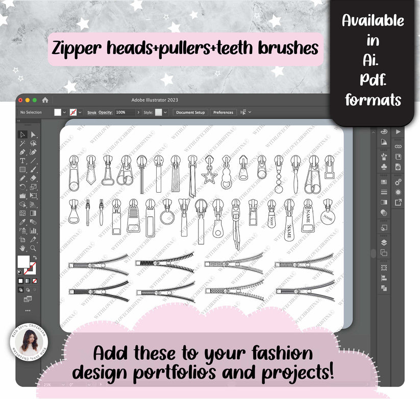 Zipper heads + Pullers + Zipper teeth brushes for Fashion Design Proje ...