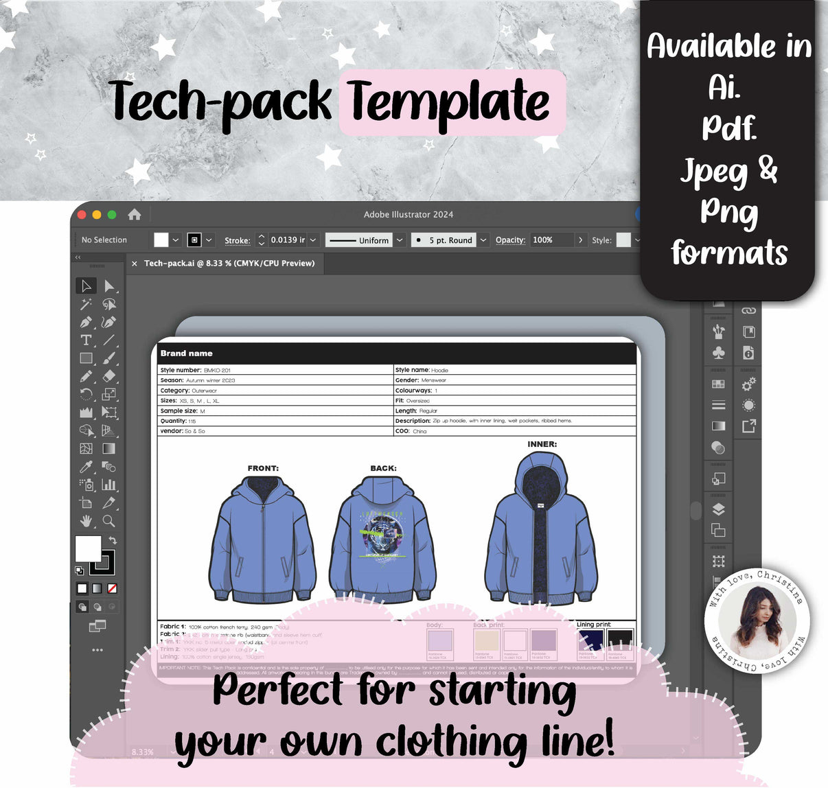 Tech pack template (Ai., Pdf, etc) – WithLoveChristina